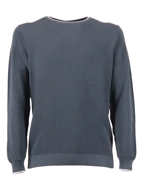 Fedeli Crew Neck Knitted Sweater - Blu