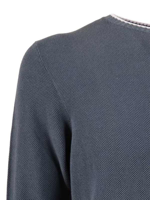 Fedeli Crew Neck Knitted Sweater - Blu