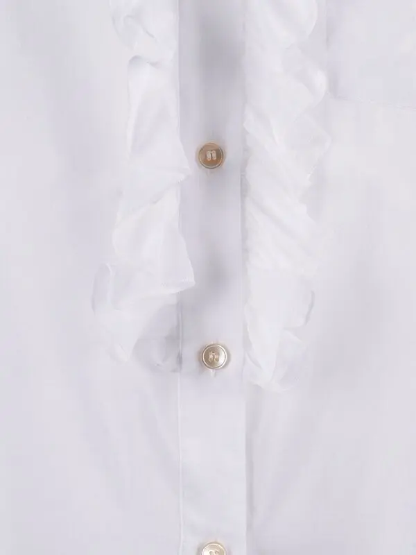 FORTE_FORTE Voile And Lace Shirt With Ruffle Detail - Blue