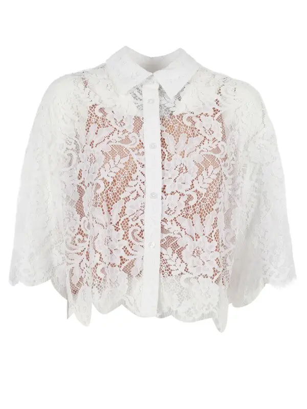 Michael Kors Corded Lace Short Sleeve Shirt - White