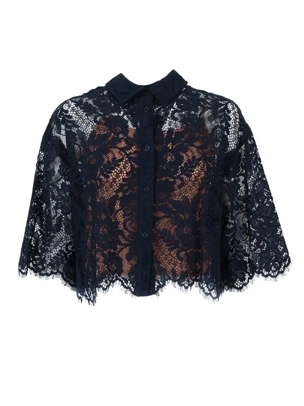 Michael Kors Corded Lace Short Sleeve Shirt - Blu