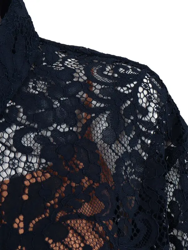 Michael Kors Corded Lace Short Sleeve Shirt - Blu