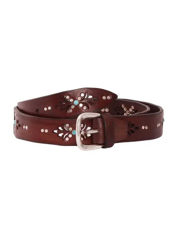 ALBERTO LUTI Laser Cut And Studded Belt - Red