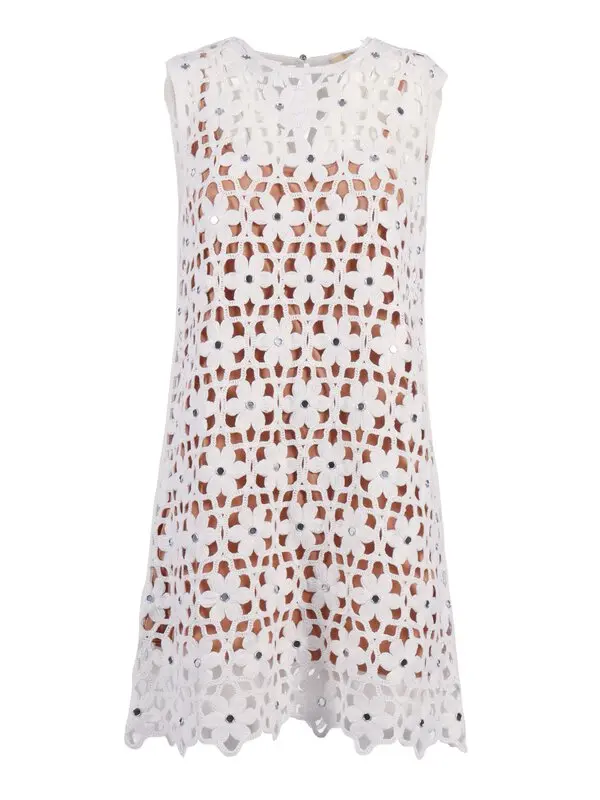 Michael Kors Faux Crochet Mini Dress - White