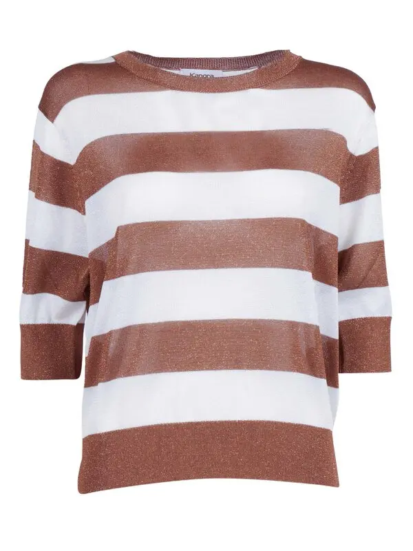 KANGRA Striped Lurex Knit Top
