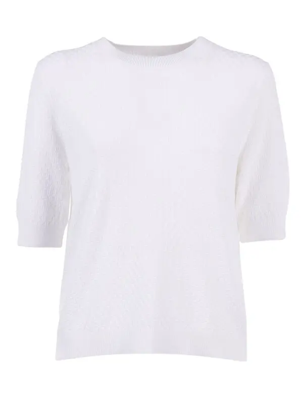 KANGRA Microquadretto Short Sleeve Top - White