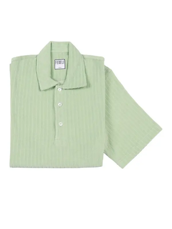 Fedeli Knitted Short Sleeve Polo Shirt - Green
