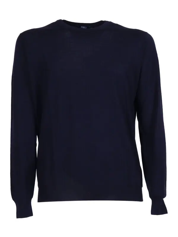 Fedeli Crew Neck Knitted Sweater - Blu