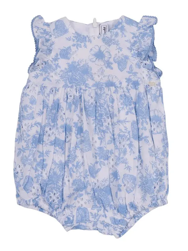 TARTINE & CHOCOLAT Floral Print Romper With Ruffled Trim - Blue