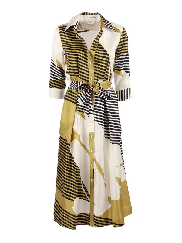 LE SARTE PETTEGOLE Fantasia Prato' Printed Midi Shirt Dress - Green