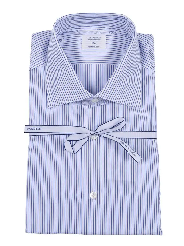 MAZZARELLI CAMICIE Slim Fit Striped Cotton Shirt