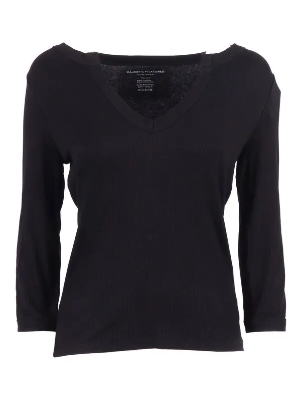 Majestic Filatures V-neck 3/4 Sleeve T-shirt - Red