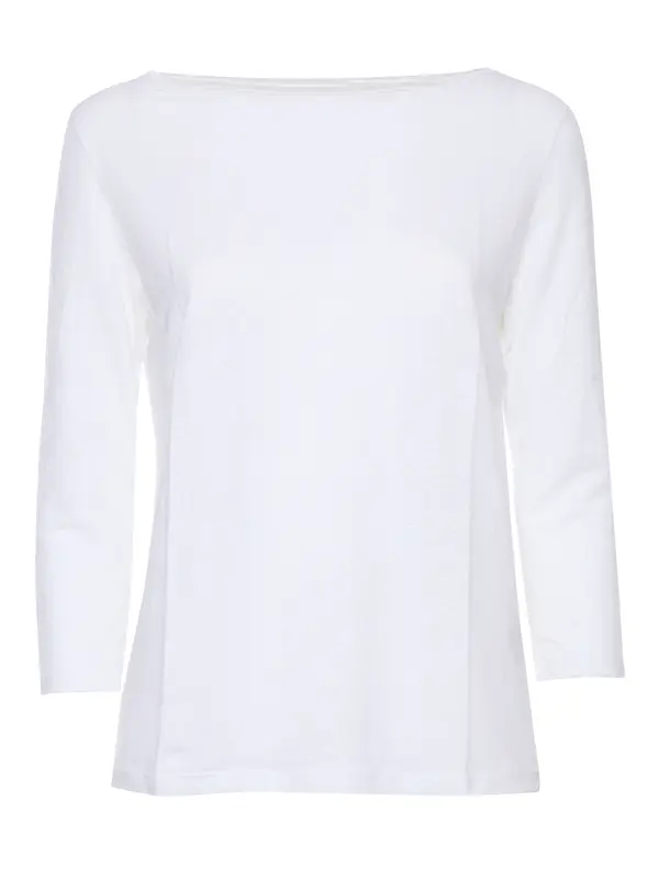 Majestic Filatures 3/4 Sleeve Boatneck Top - White