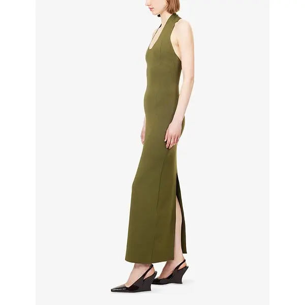 Khaite Mahi Halter-neck Midi Dress - Olive