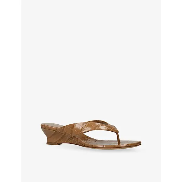 Le Monde Beryl Micro Wedge Leather Sandals - Brown