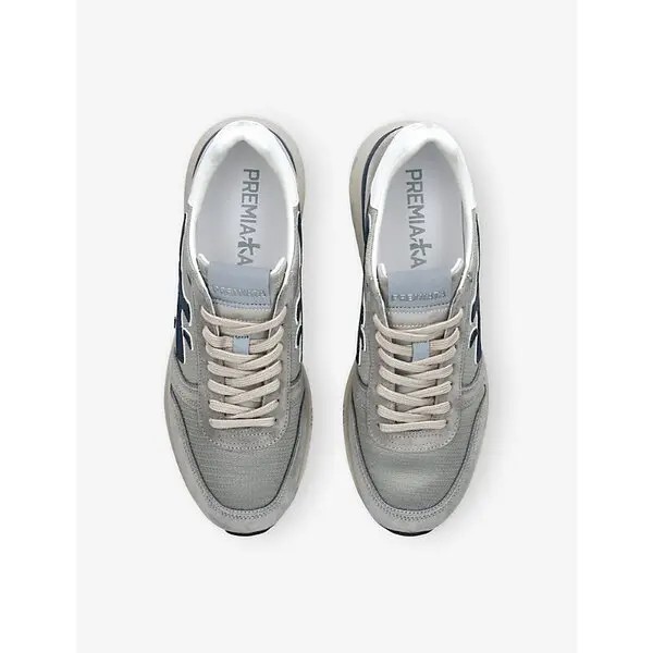 Premiata Mick Suede And Woven Trainers - Grey/m.cmb