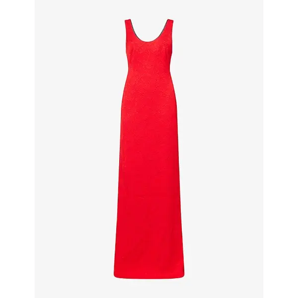 Dries Van Noten Floral Jacquard Cotton-blend Maxi Dress - Red