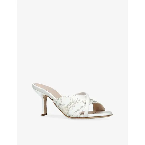Rodo Mabella 80 Satin Heeled Mules - Beige Comb