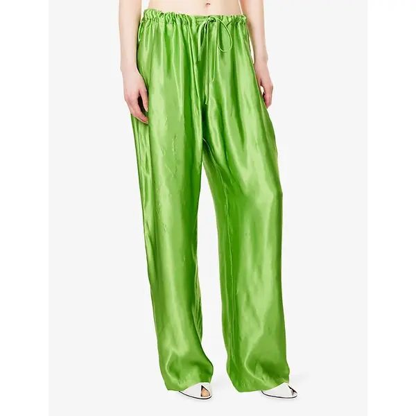 Khaite Rohen Drawstring Satin Trousers - Absinthe