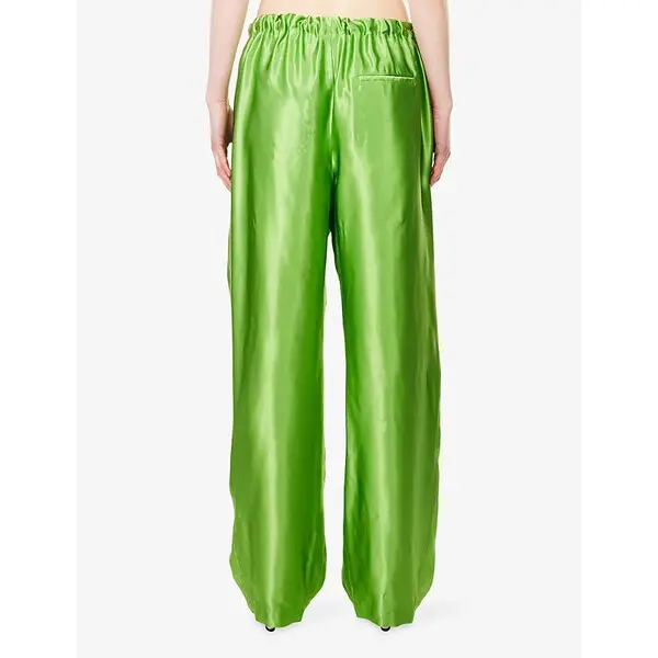 Khaite Rohen Drawstring Satin Trousers - Absinthe