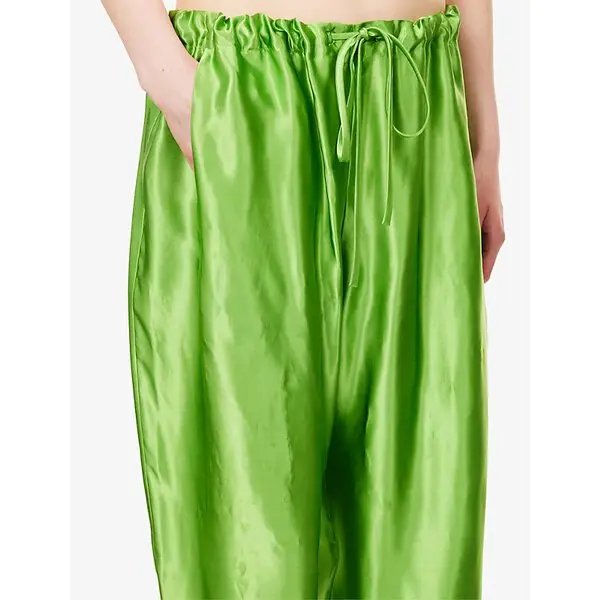Khaite Rohen Drawstring Satin Trousers - Absinthe