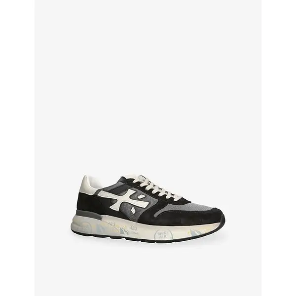 Premiata Mick Suede And Woven Trainers - Blk/white