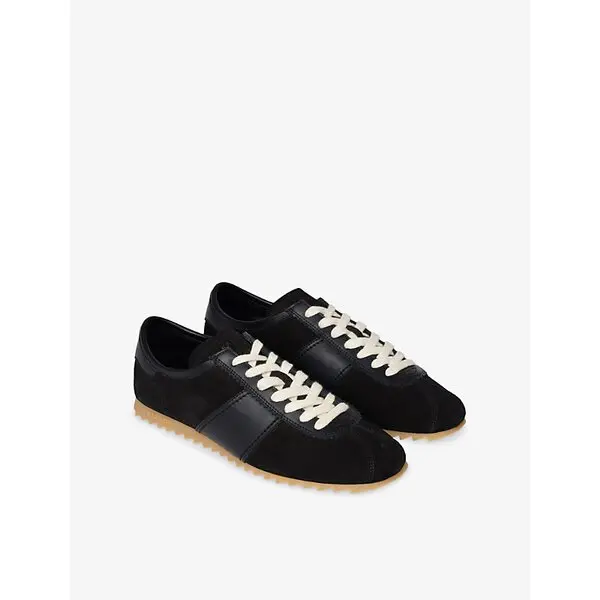 Sandro Leather And Suede Low Top Trainers - Black