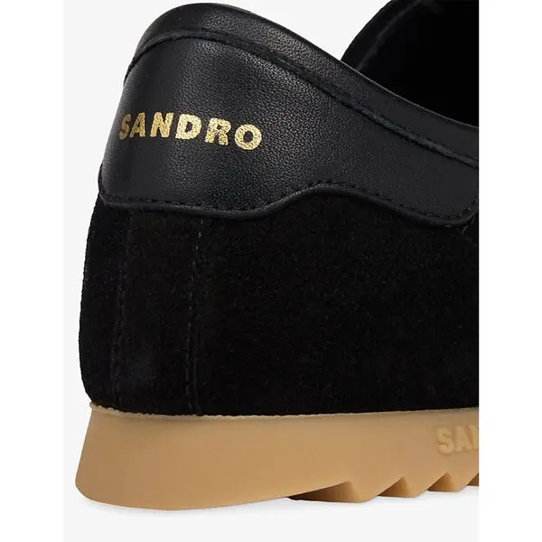 Sandro Leather And Suede Low Top Trainers - Black