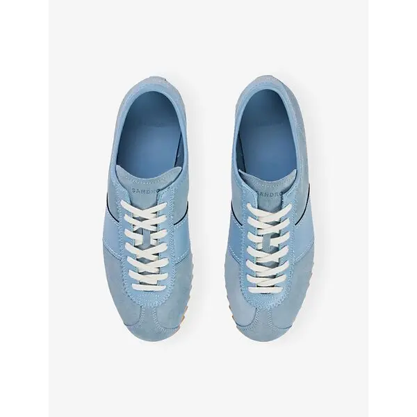 Sandro Leather And Suede Trainers - Blue Sky