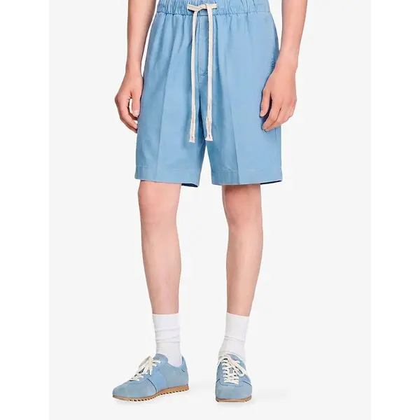 Sandro Leather And Suede Trainers - Blue Sky
