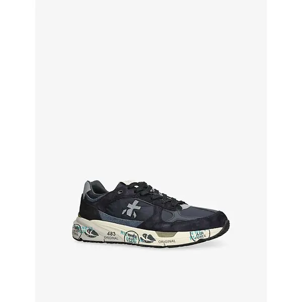 Premiata Mase Suede And Woven Trainers - Navy