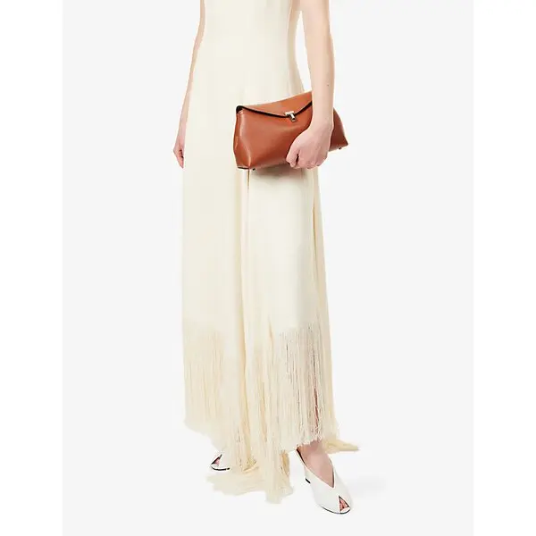 TOTEME T-lock Flap Leather Clutch - Sienna