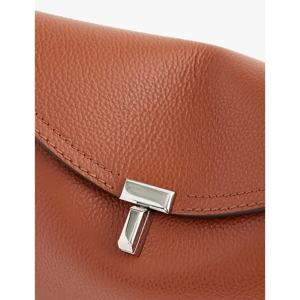 TOTEME T-lock Flap Leather Clutch - Sienna