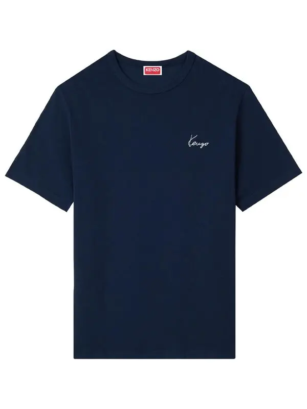 Kenzo Archive Rose` Embroidered Outlined Cotton T-shirt