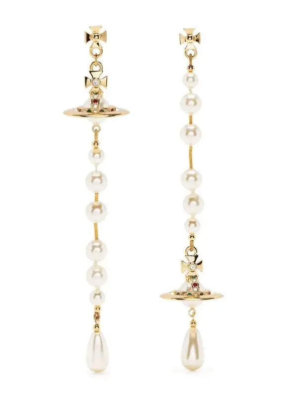 VIVIENNE WESTWOOD Broken Pearl Pendant Earrings - Metallic