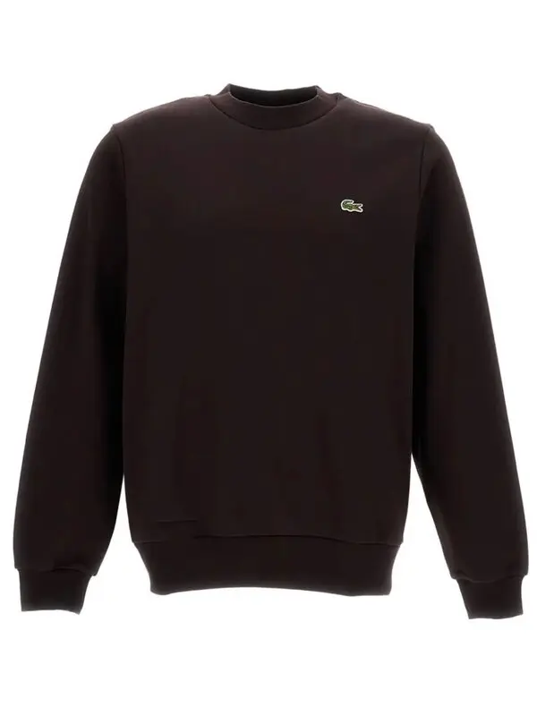Lacoste Crew Neck Sweatshirt With Logo - Brown