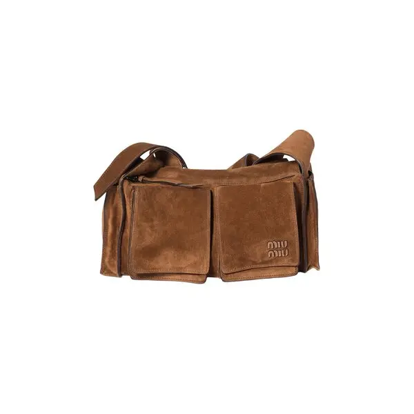 Miu Miu Utilitaire Suede Shoulder Bag - Brown