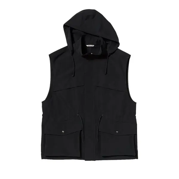 Auralee Wool Max Canvas Over Vest - Black
