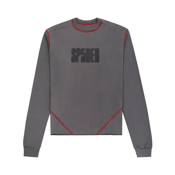 SP5DER Contrast Stitch Long-sleeve Top - Grey