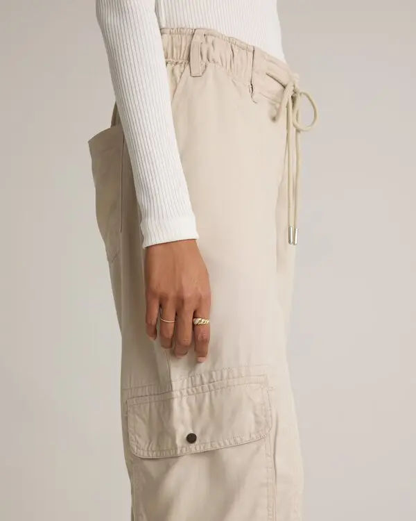 Quince Vintage Wash Tencel Drawstring Cargo Pants - Shale