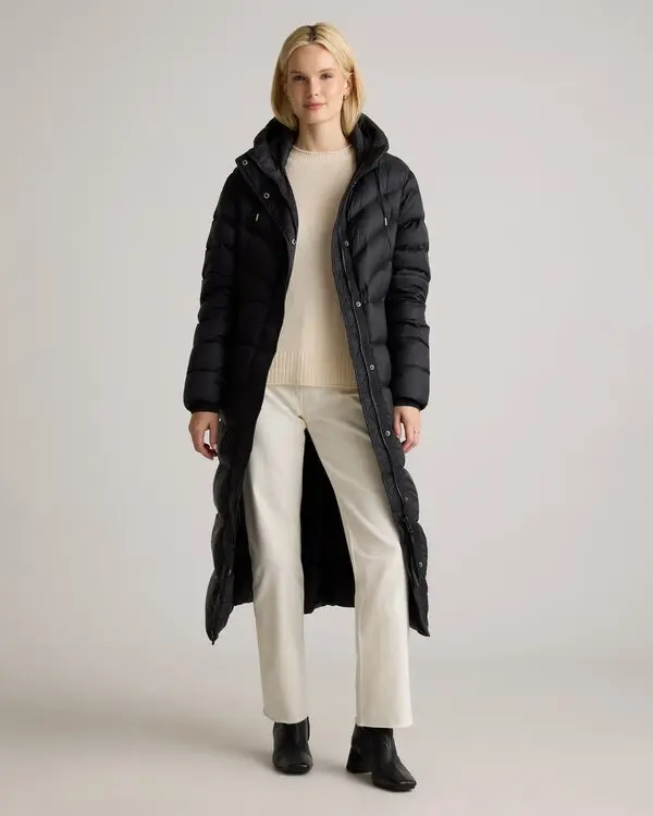 Quince Belted Puffer Maxi Coat - Black