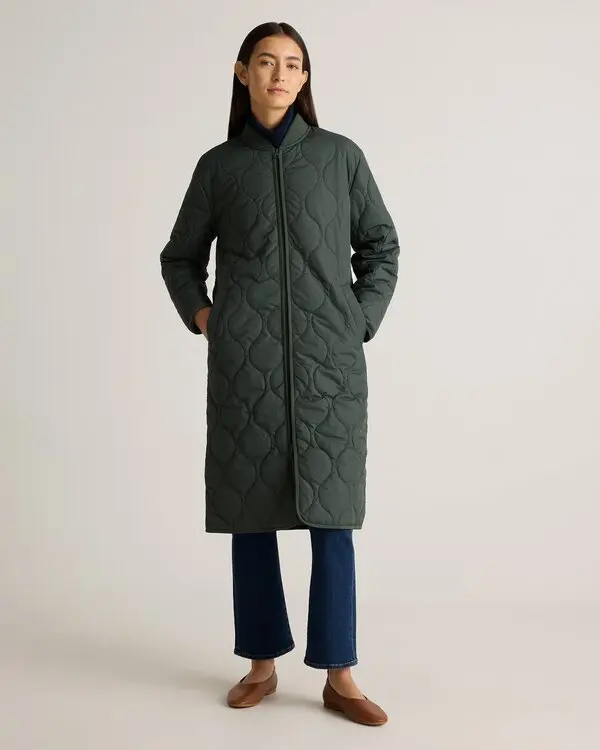 Quince Featherless Quilted Puffer Long Coat - Verdant Pine