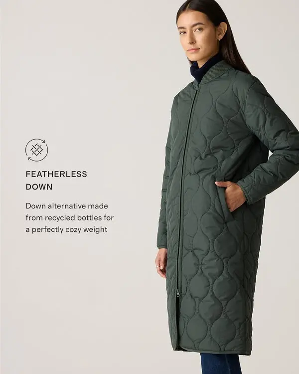 Quince Featherless Quilted Puffer Long Coat - Verdant Pine