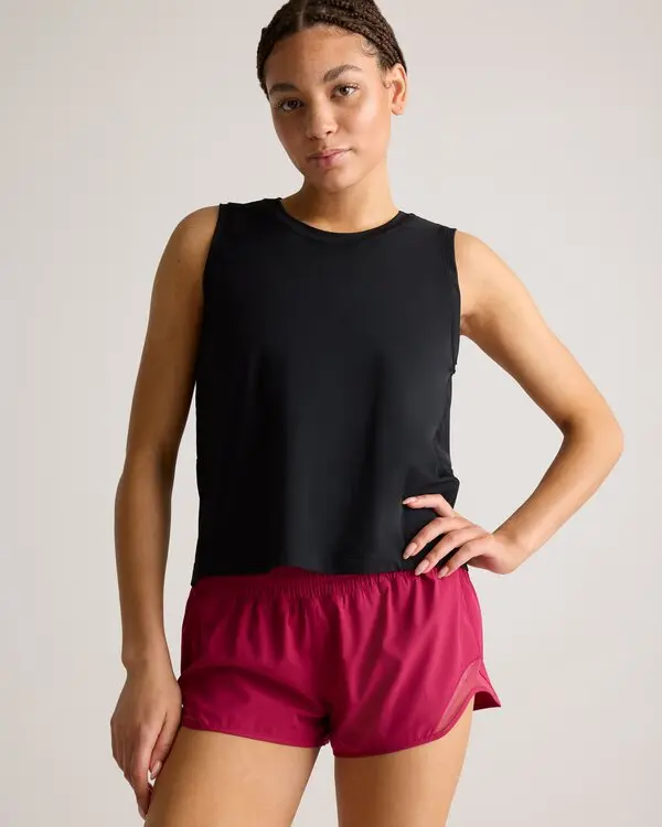 Quince Essential Run Cropped Muscle Tank Top - Black
