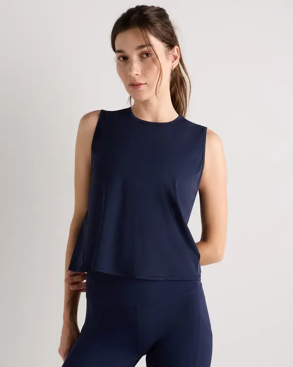 Quince Essential Run Cropped Muscle Tank - Deep Navy