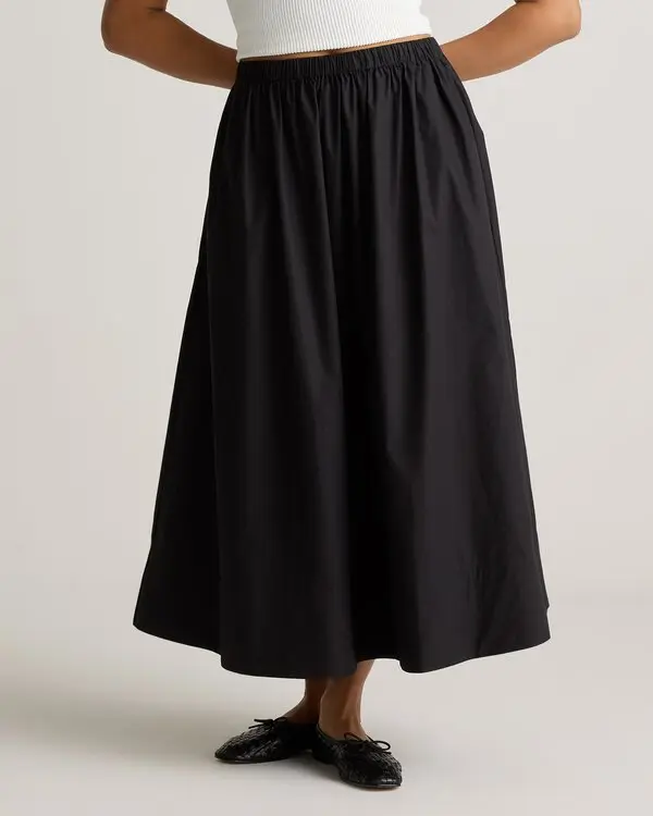 Quince Poplin A-line Maxi Skirt - Black
