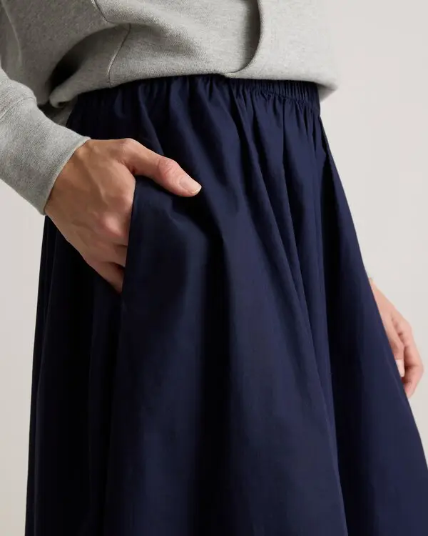 Quince Organic Cotton Poplin A-line Maxi Skirt - Navy