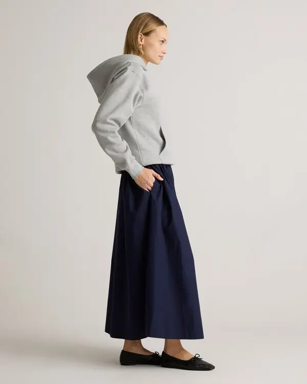 Quince Organic Cotton Poplin A-line Maxi Skirt - Navy