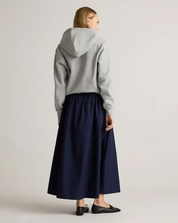 Quince Organic Cotton Poplin A-line Maxi Skirt - Navy