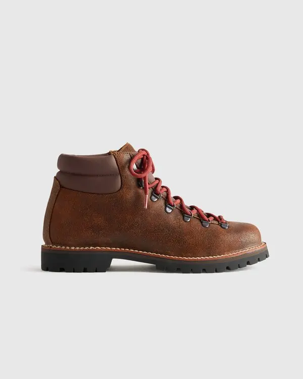 Quince Crafted Leather Waterproof Hiking Boot - Burnt Timber